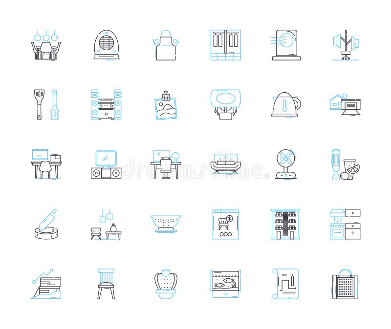 Landscape Architecture Linear Icons Set. Design, Environment ...