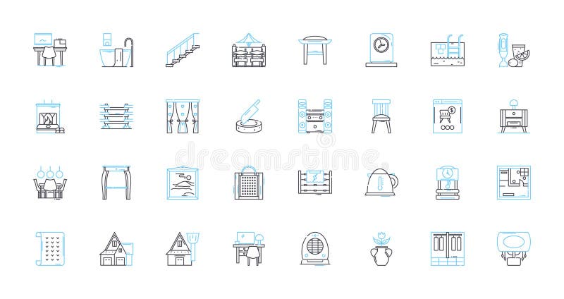 Landscape Architecture Linear Icons Set. Design, Environment ...