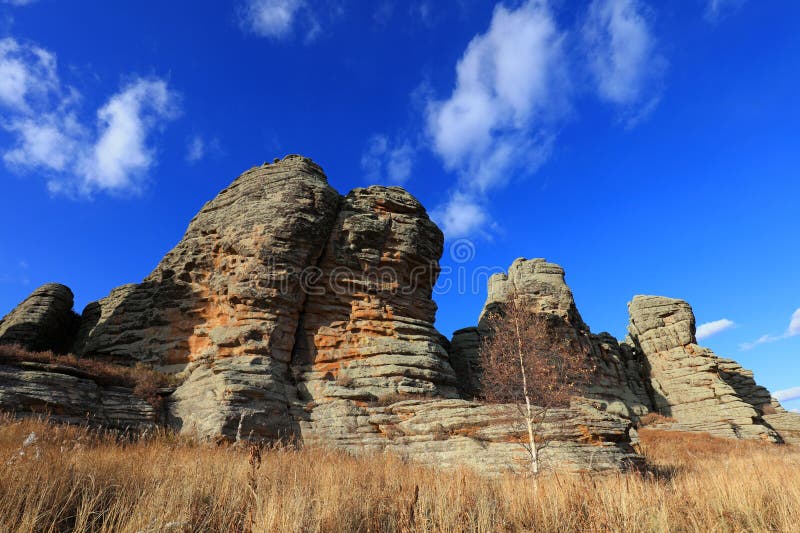 Landscape of Ashhatu Stone Forest in Keshiketeng World Geopark Stock ...