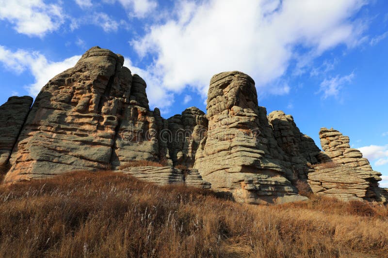 Landscape of Ashhatu Stone Forest in Keshiketeng World Geopark Stock ...