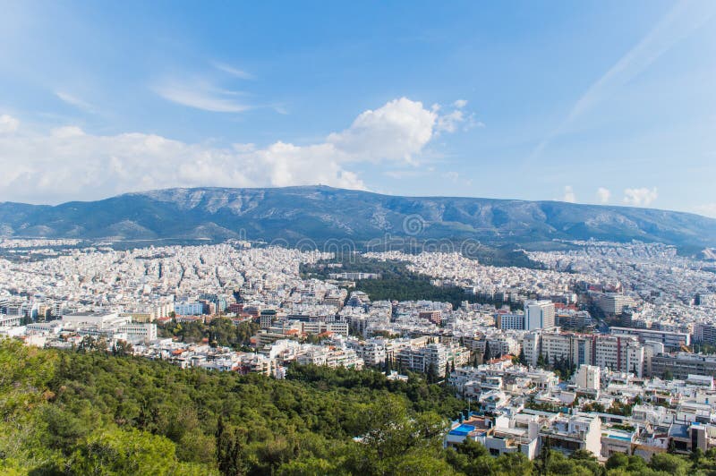 Landscape of Athens, Greece. Panoramic View of Old Agora, Plaka ...