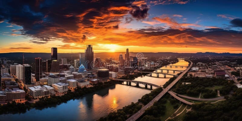 Landscape of Austin Texas- Panoramic Cityscape Generative AI Stock ...