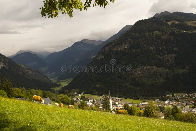 Landscape of Austrian Alps stock image. Image of town - 36050781