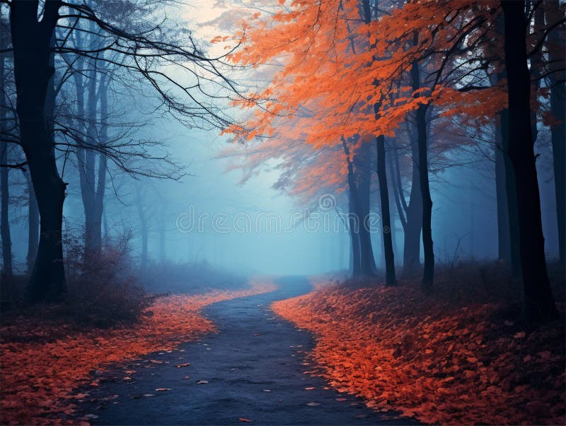 Landscape of Autumn Colors Inside Forest Stock Illustration ...