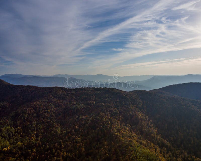Landscape Autumn Mountain Forest and Overcast Sky. Stock Photo - Image ...