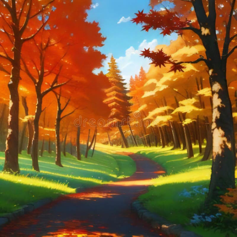 Landscape in Autumn with a Multi-colored Backdrop Stock Illustration ...