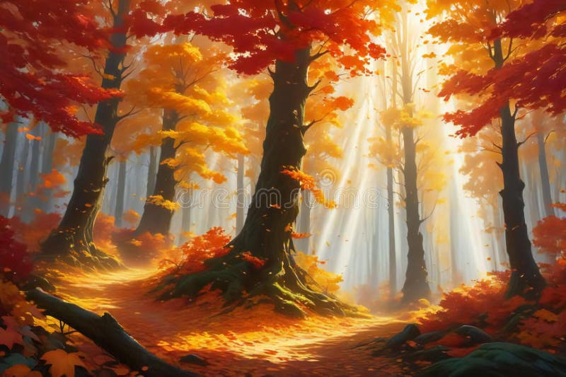 Landscape in Autumn with a Multi-colored Backdrop Stock Illustration ...