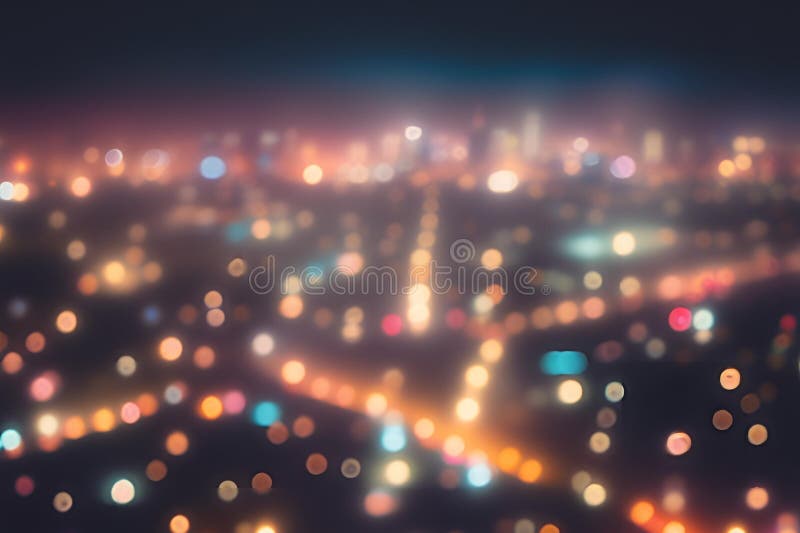 Landscape Background of Blurry City Lights at Night. Stock Illustration ...