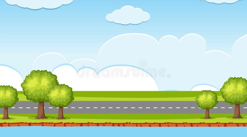 Landscape Background Design of Road and River Stock Vector ...