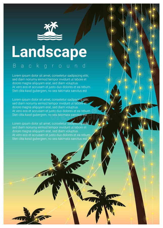 Landscape Background with Palm Trees at Tropical Beach Party Stock ...