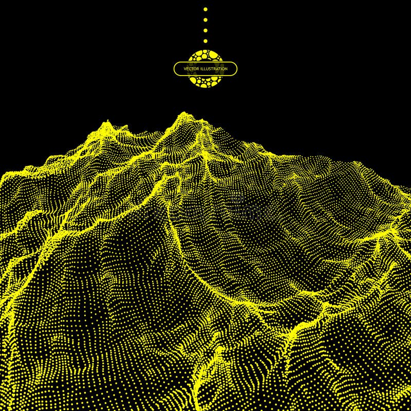 Landscape Background. Terrain. Array with Dynamic Particles Stock ...