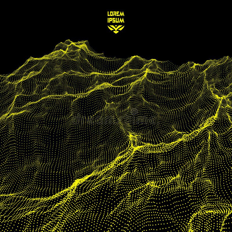 Landscape Background. Terrain. Array with Dynamic Particles Stock ...