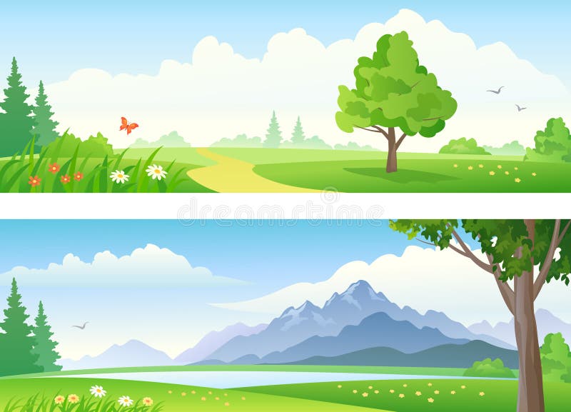 Landscape banners stock vector. Illustration of cartoon - 40762534