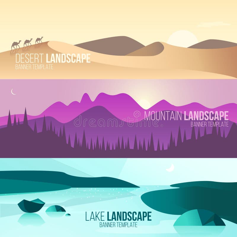 Landscape Banners Design Illustration Stock Vector - Illustration of ...