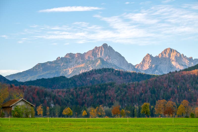 Landscape in the Bavarian Alps Stock Photo - Image of mountain, grass ...