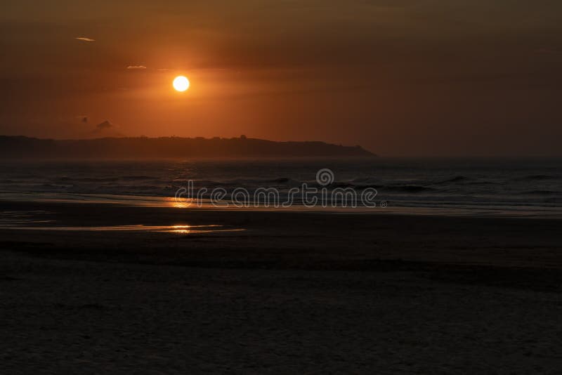 Landscape on a Beach when the Sun is Setting in a Nice Sunset Stock ...