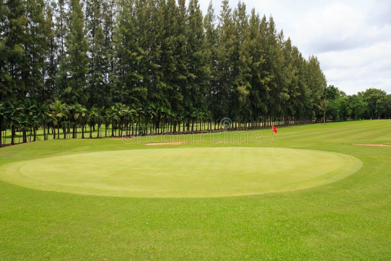 Landscape of a Beautiful Green Golf Course with Sky Stock Photo - Image ...