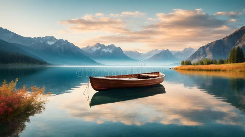 A Landscape of a Beautiful Lake with Mountains Backdrop Stock ...