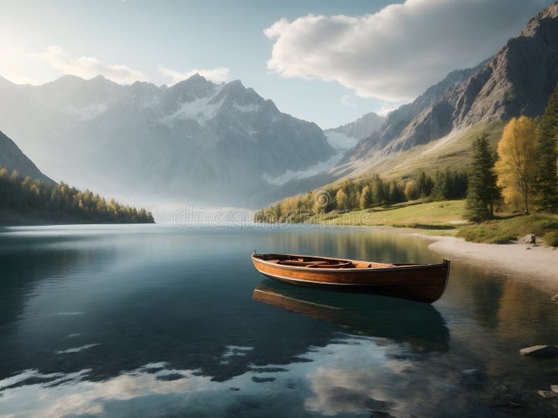 A Landscape of a Beautiful Lake with Mountains Backdrop Stock ...