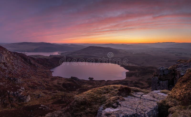 Landscape of a Beautiful Lake during the Sunset in Ireland Stock Image ...