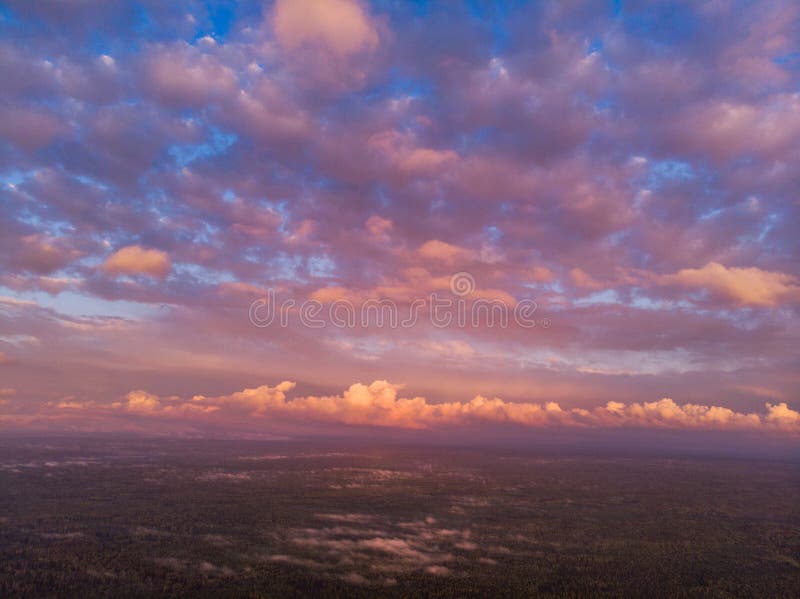 Landscape with a Beautiful Sky at Sunset. Drone Shooting Stock Photo ...
