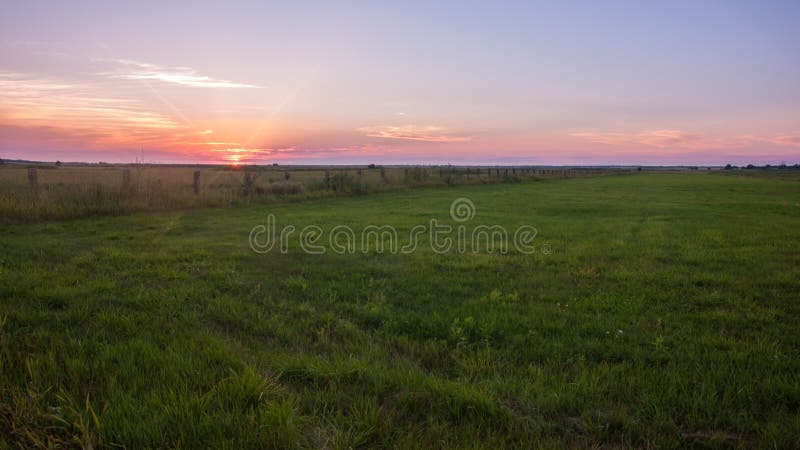 Landscape, Beautiful Sunny Sunset in a Field Stock Photo - Image of ...