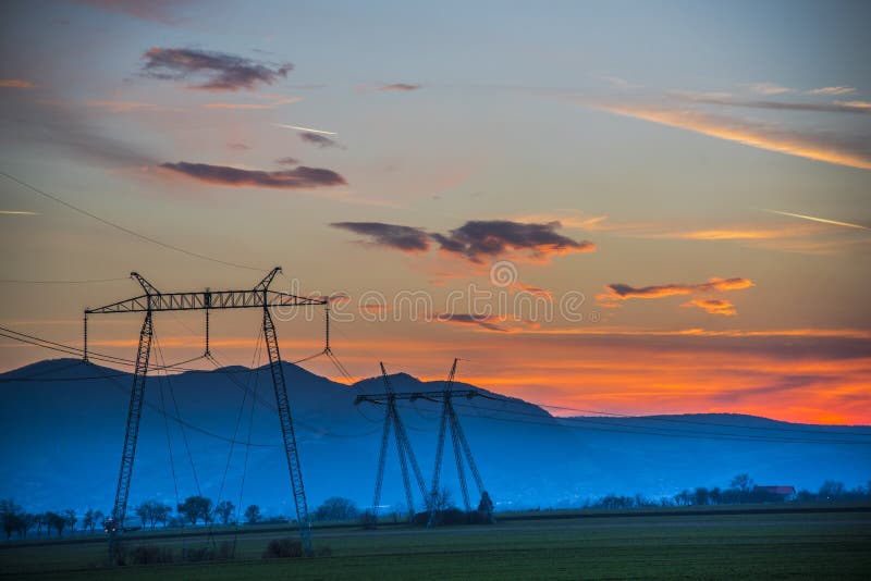 Landscape at the Sunset in the Springtime Stock Photo - Image of hill ...
