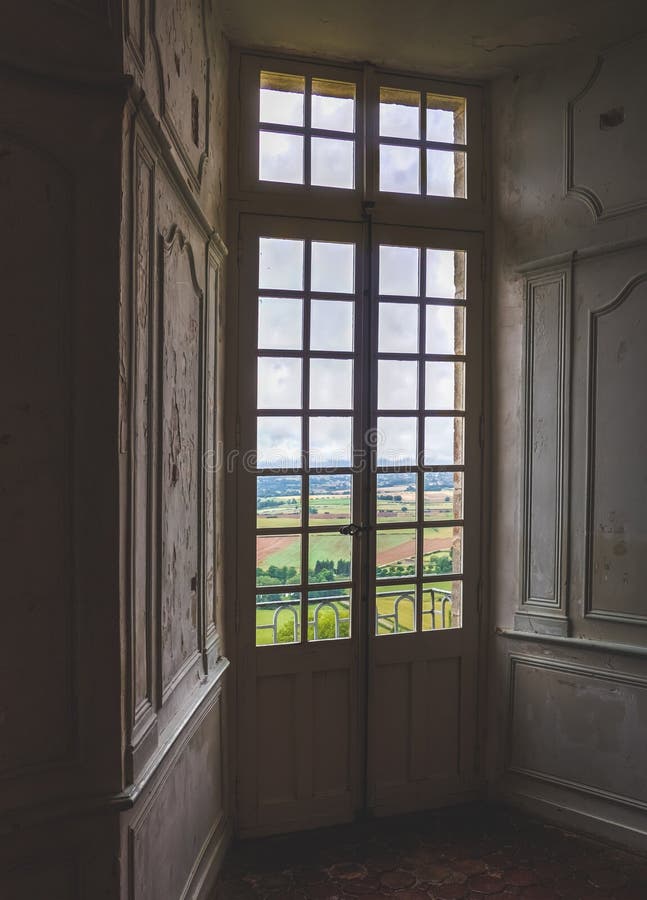 Landscape Behind Castle Window Stock Photo - Image of screen, glass ...