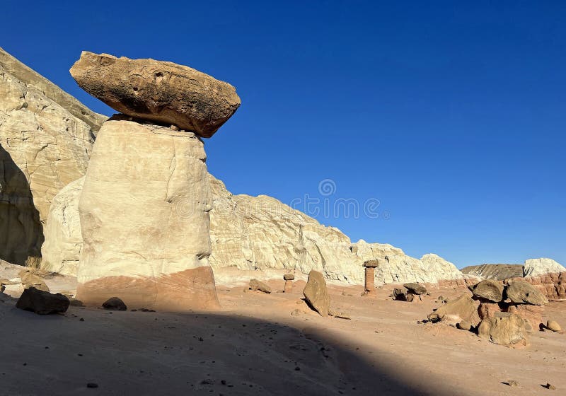 Landscape with Big Toadstool Stock Photo - Image of colors, desert ...