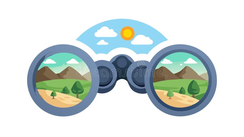 Landscape Binoculars: Scenic Views, Nature Observation. Vector Design ...