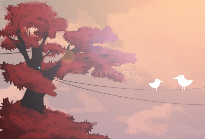 Landscape with birds stock illustration. Illustration of design - 31326084