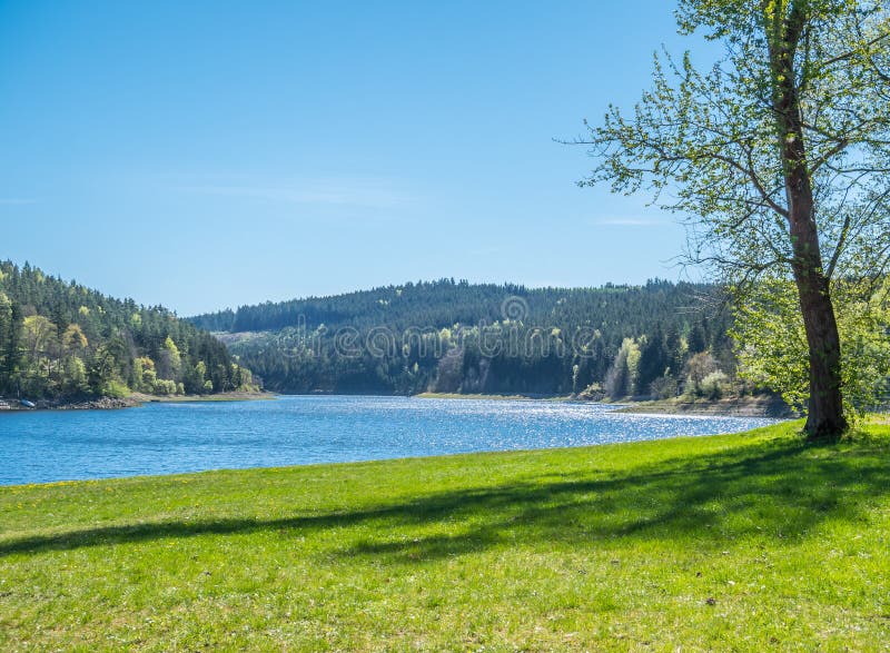 Landscape at the Bleilochtalsperre in Thuringia Stock Photo - Image of ...