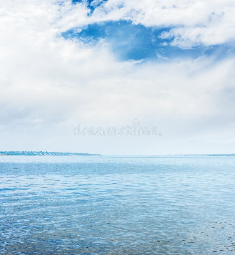 Landscape with Blue River and Cloudy Sky Over it Stock Image - Image of ...