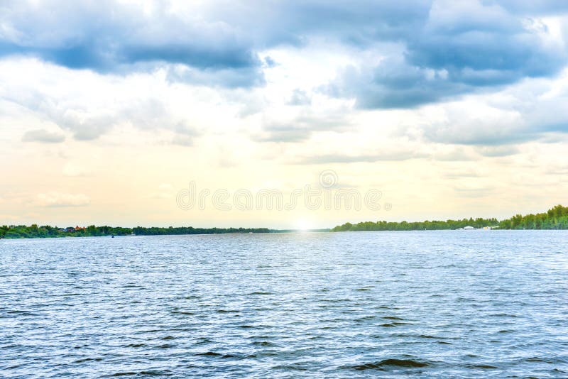 Landscape with blue river stock photo. Image of orange - 97844816