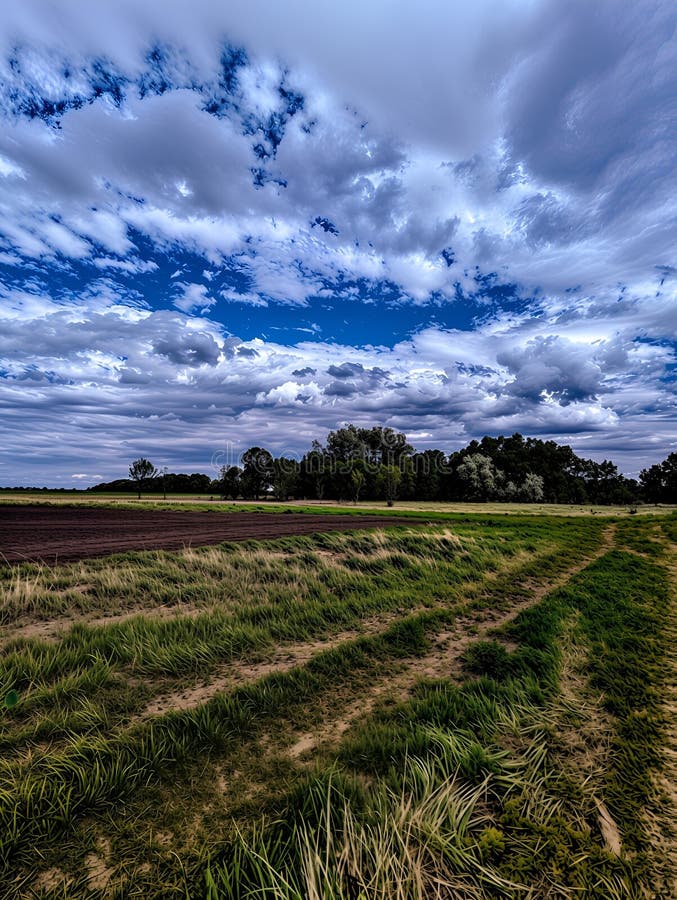 Landscape: the Blue Sky, Shimmering through the Torn Clouds, Creates a ...