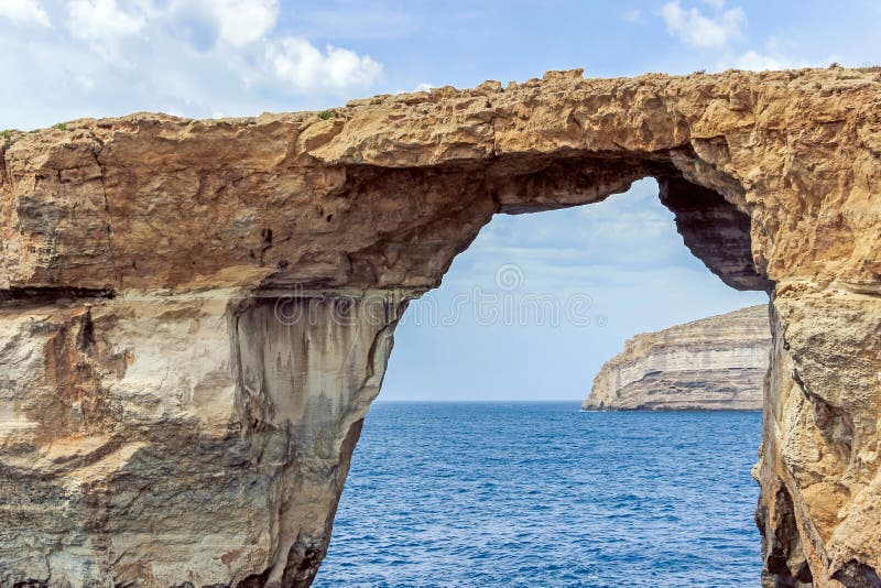 Landscape of Blue Window in Malta Stock Photo - Image of stone, water ...