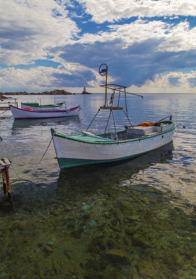 Landscape with Boats in the Sea Stock Photo - Image of ocean, coastal ...