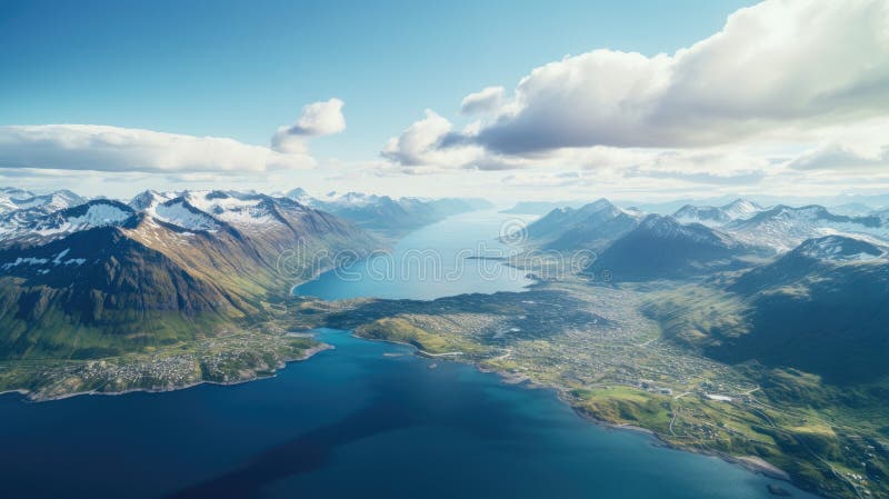 A Landscape of a Body of Water and Mountains Stock Illustration ...