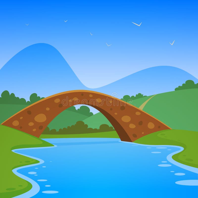 Landscape with bridge stock vector. Illustration of flock - 50761177