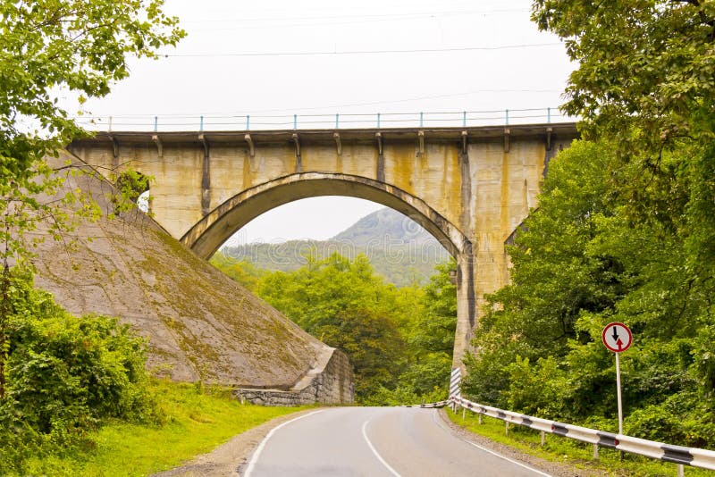 Landscape with Bridge and Road Stock Image - Image of forest, wood ...