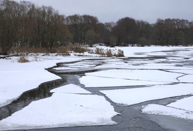 Polynya, Ice is Broken on River, Danger Stock Photo - Image of wave ...