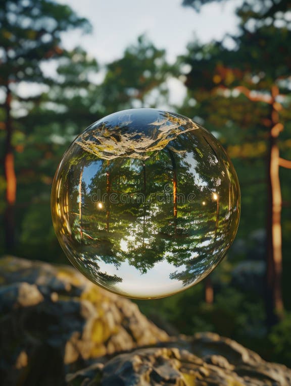 Bubble Reflection in Forest Stock Image - Image of forest, transparent ...