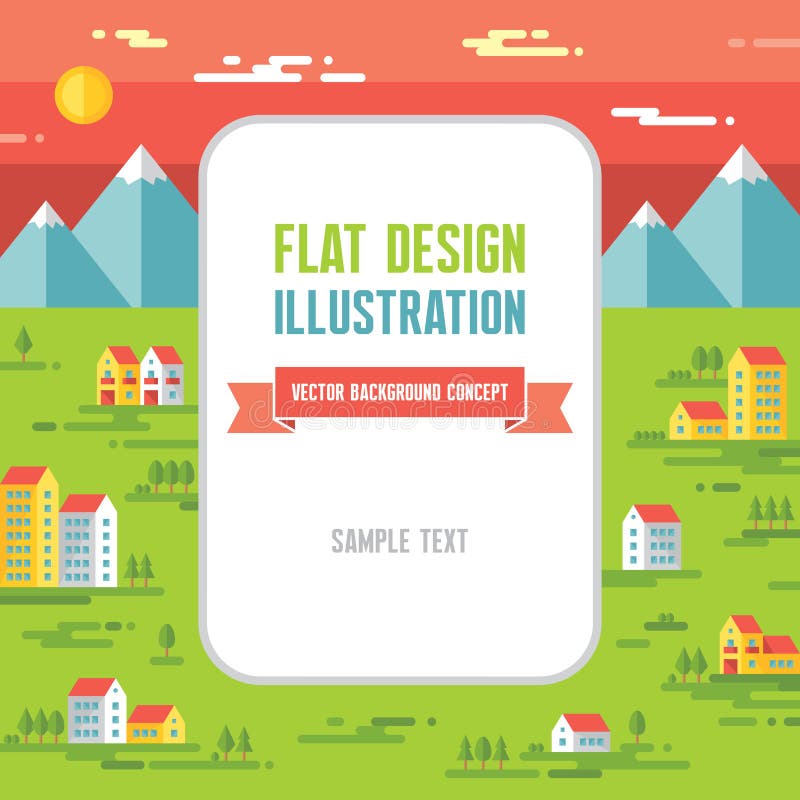 Landscape with Buildings - Vector Background Illustration in Flat Style ...