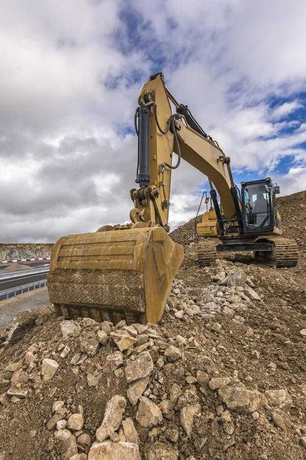 Landscape of a Bulldozer on a Road Construction Stock Photo - Image of ...