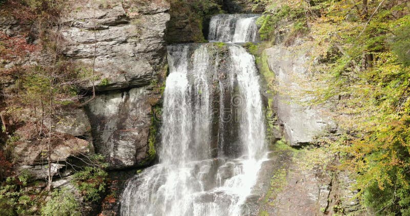 Landscape of Bushkill Falls from Rocky Cliffs in Autumn Stock Video ...