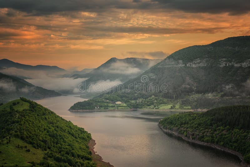 Landscape of Calm Lake with Epic Sky Stock Image - Image of water ...
