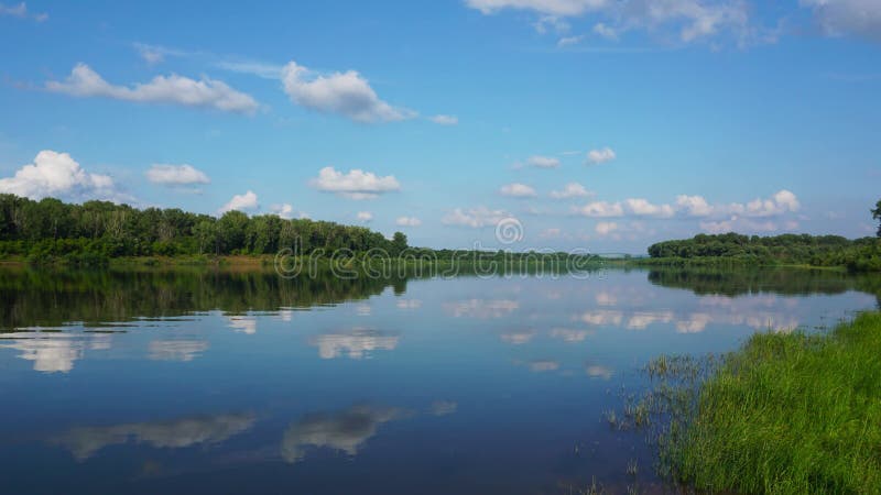 Calm River and Clouds, Timelapse, Zoom in, 4k Stock Footage - Video of ...