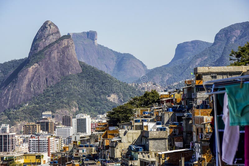 Landscape of the Cantagalo Favela Stock Image - Image of mountain ...