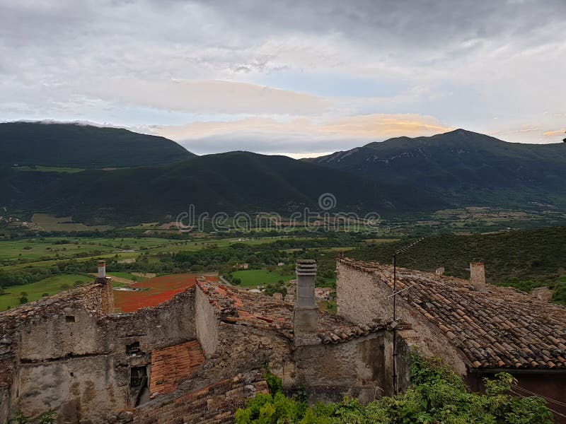 Landscape from Capestrano, Abruzzo, Italy Stock Image - Image of town ...