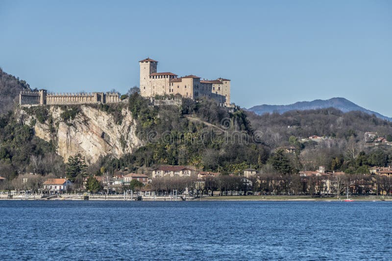 Landscape of the Castle of Angera and the City Stock Image - Image of ...